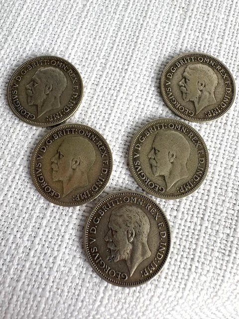 SILVER SIXPENCE COINS 1932, 1933, 1936 King George V (5) Bare Head ...