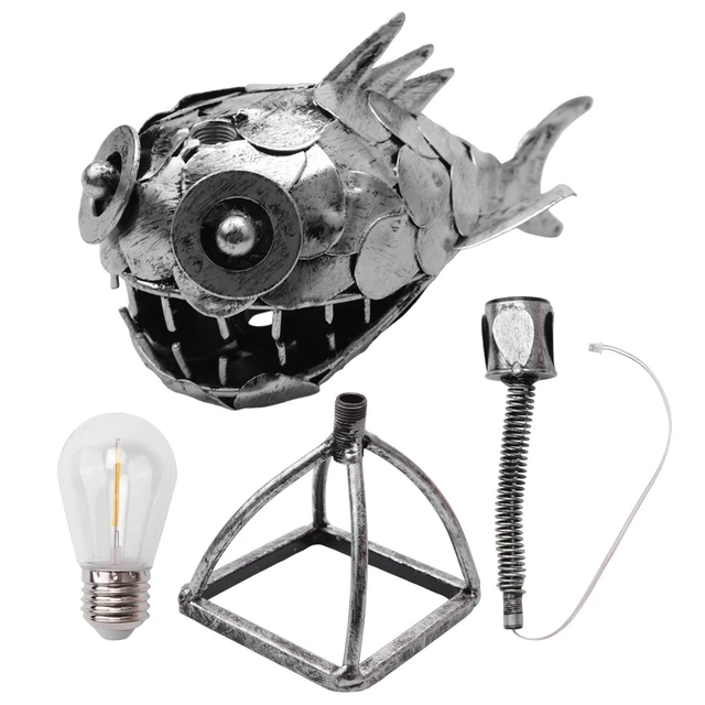 ANGLER FISH LAMP USB Rechargeable Desktop Metal Light Handmade Craft ...