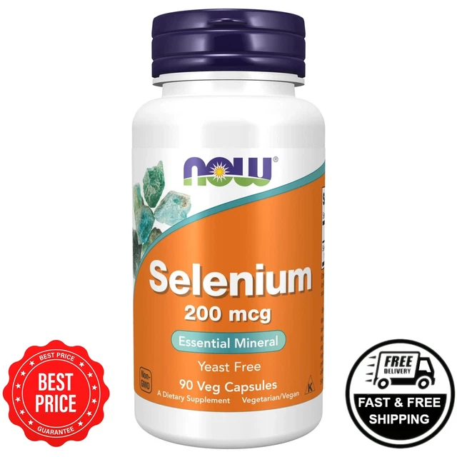 NOW FOODS SELENIUM 200 mcg 90 Veg Capsules, Skin Hair & Nails, Immunity ...