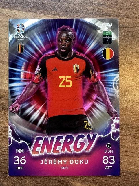 MATCH ATTAX EURO 2024 Jeremy Doku Energy Card GM1 1 IN 36 PACKETS £2.99 ...