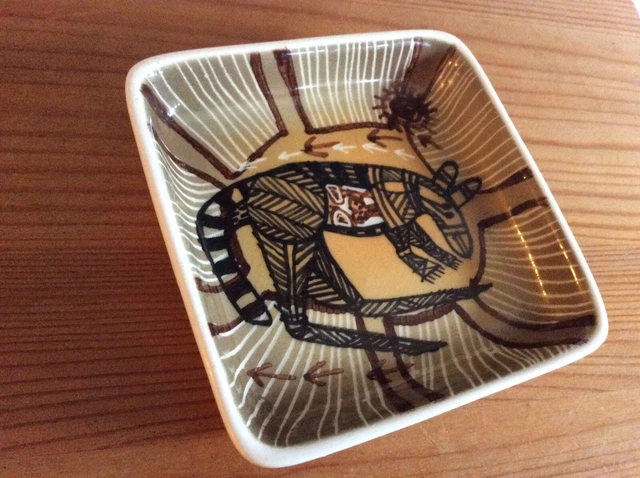 VINTAGE STUDIO ANNA Australian Pottery Pin Dish Handpainted Aboriginal ...