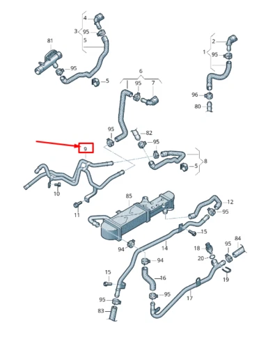 ORIGINAL VW ŠKODA AUDI SEAT Beetle convertible coolant pipe holder ...