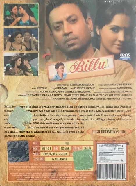 BILLU - *IRRFAN Khan *Shah Rukh Khan *Lara Dutta *Om Puri Bollywood DVD ...