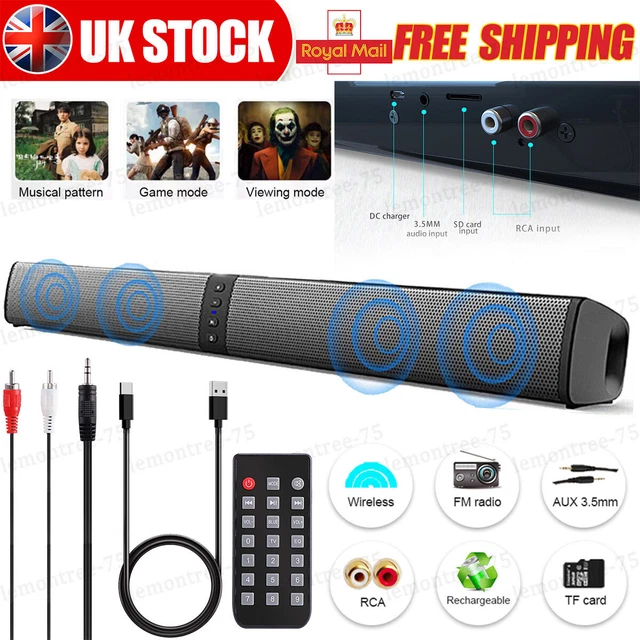 STEREO BLUETOOTH SPEAKER Wired Wireless Sound Bar Computer Bass Desktop ...
