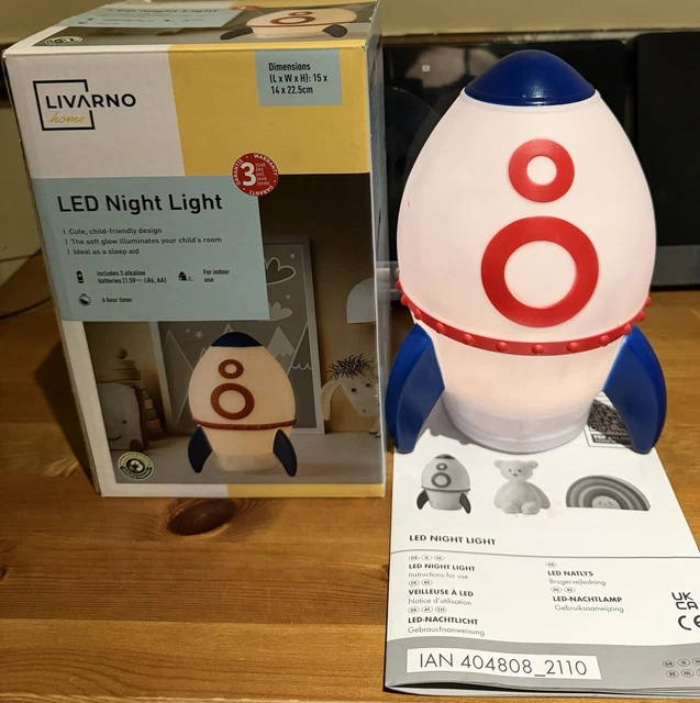 LIVARNO HOME LED Night Light - Rocket Shaped Lamp £7.59 - PicClick UK