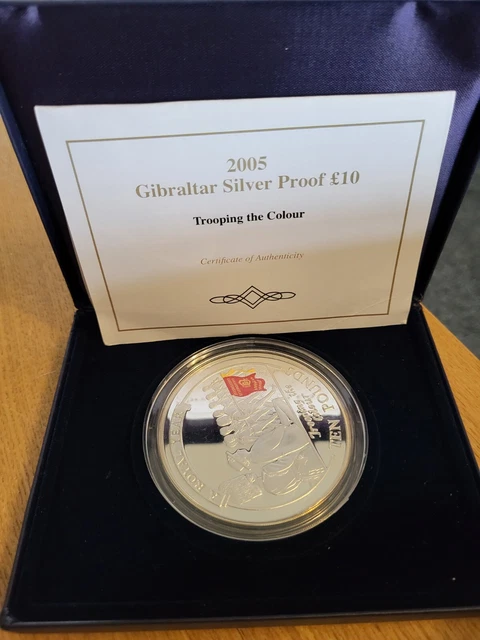 2005 GIBRALTAR SILVER Proof £10 Trooping The Colour 5oz Coin £114.89 ...