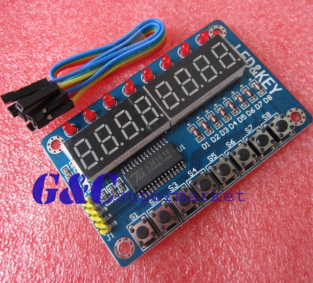8-BIT LED 8-BIT Digital Tube 8 KeyS TM1638 Display module for Arduino ...