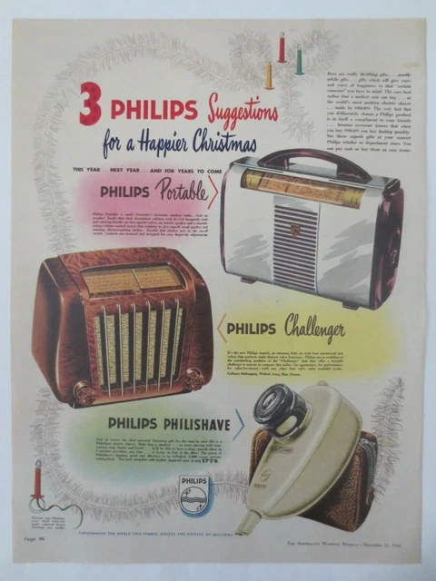 VINTAGE AUSTRALIAN ADVERTISING 1950 ad PHILIPS PORTABLE RADIO ...