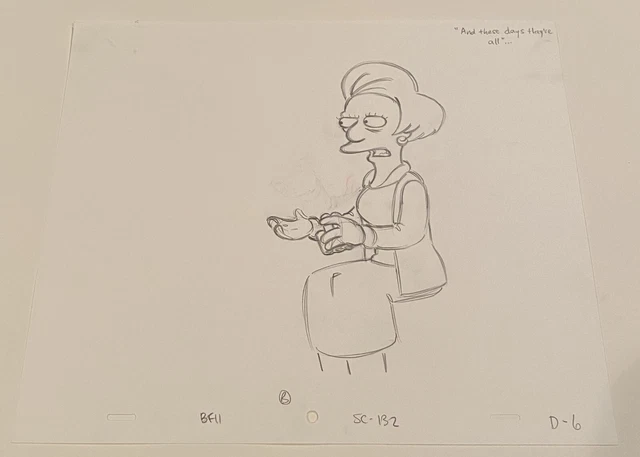 SIMPSONS ORIGINAL PRODUCTION Animation Sketch Drawing Cel Krabappel ...