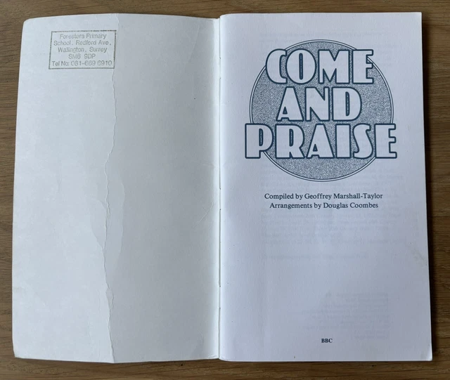 COME AND PRAISE BBC 1995 HYMNS SONGS Radio For Schools WORDS 28th imp ...