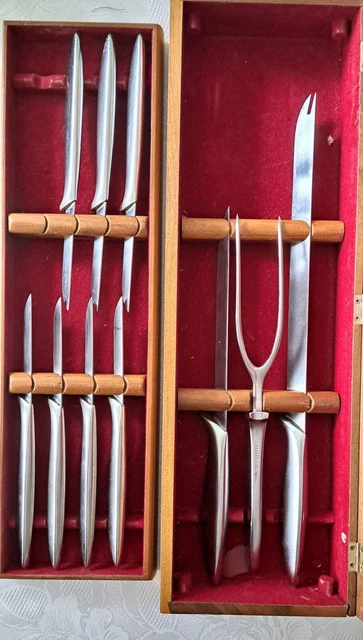 VINTAGE GERBER MIMING, Steak Knife Set & Carving Set~ USA $45.00 - PicClick