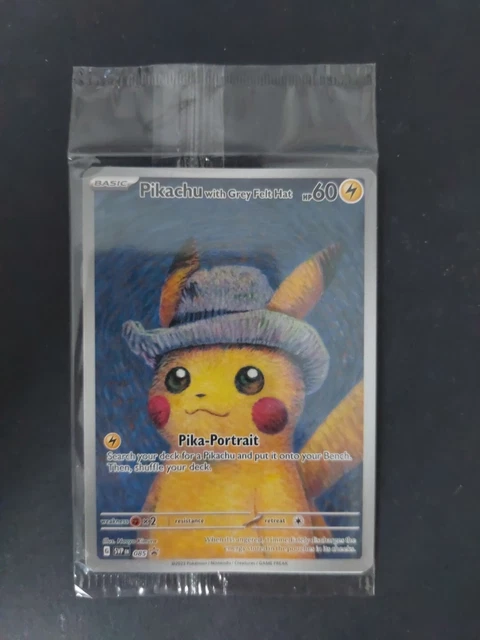 PIKACHU WITH GREY Felt Hat 085 Promo Card Pokemon X Van Gogh Museum ...