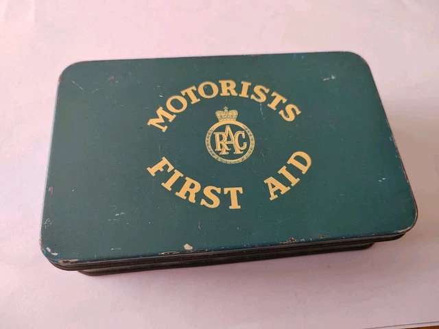 AUTOMOBILE RAC MOTORISTS First Aid Tin with Contents & Leaflet Vintage ...