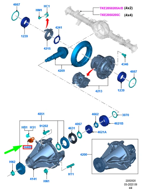 FORD RANGER T6 Rear Differential Connector Wiring Sleeve 4892890 NEW ...