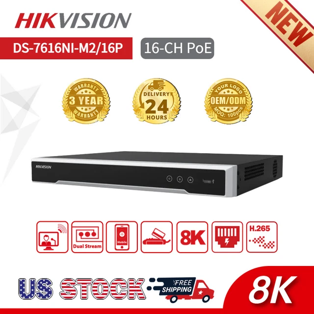 HIKVISION 16CH NVR DS-7616NI-M2/16P 16 CHANNEL POE 4K Network Video ...