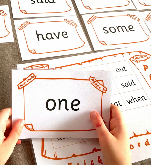 KEY TRICKY WORDS by Phases Large Flash Cards EYFS KS1 + Mat Early ...