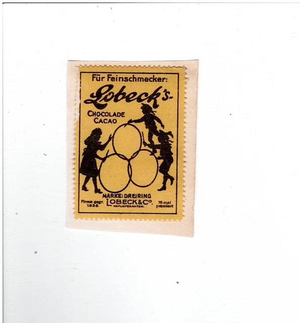 ALTE REKLAMEMARKE FÜR Lobeck-Schokolade aus Lübeck (Reklame Werbung ...