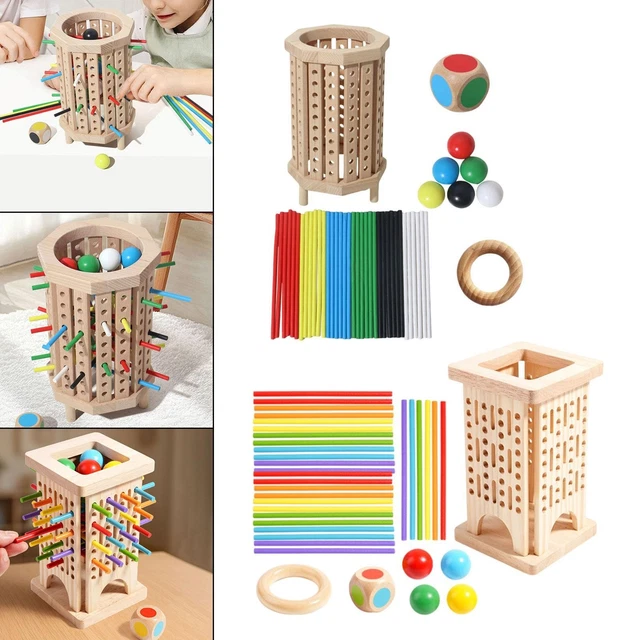 COLORFUL STACKING WOODEN Sticks Dice Game for Children 3 4 5 6 Years ...