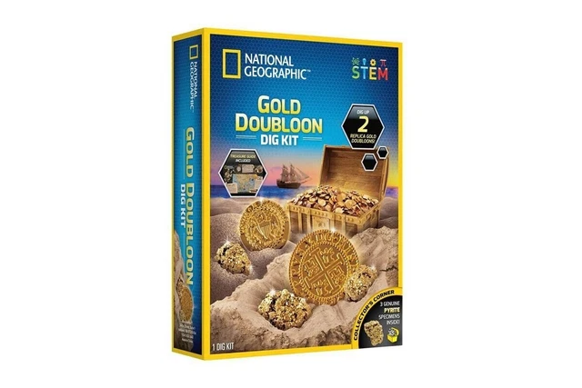 NATIONAL GEOGRAPHIC - Gold Doubloon Dig Kit - Dig up 2 Replica Gold ...