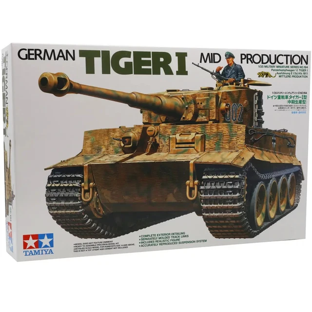 TAMIYA 1/35 GERMAN Tiger I Tank Mid Production WW2 Model Kit 35194 ...