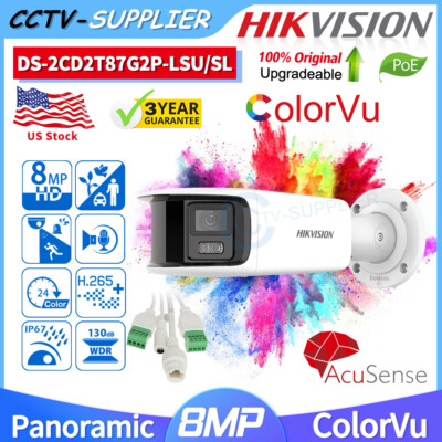 HIKVISION 4K 8MP Panoramic Bullet DS-2CD2T87G2P-LSU/SL IP Camera 180° Dual lens £261.07 ...