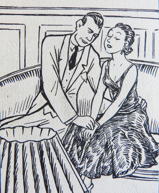 Dessin Original De Gaston Mas Vers 1940 Humour érotique Séduction Sexe 4713