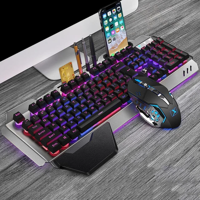DHL KABELLOS GAMING Tastatur Keyboard Maus Set RGB LED für PC Laptop ...