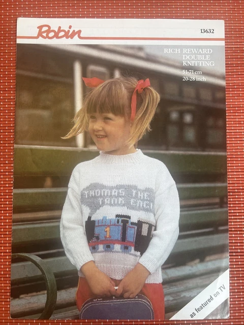 KIDS THOMAS THE Tank Engine Train Jumper 20”-28” Knitting Pattern Robin ...