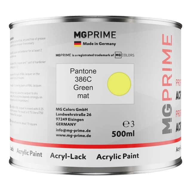 PANTONE 386C GREEN Peinture acrylique mate Pot de 0,75 litre ...