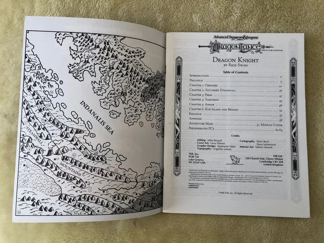 MODULE DLA2 - DRAGON KNIGHT Dungeons & Dragons DRAGONLANCE #9285 w MAP ...