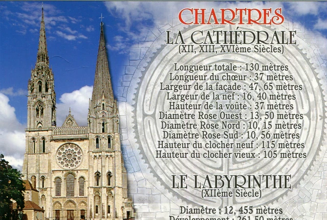CARTE CHARTRES LA Cathédrale Le Labyrinthe Dimensions diverses détaillées EUR 3,45 - PicClick FR