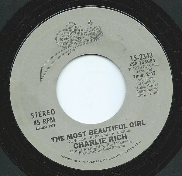 CHARLIE RICH - The Most Beautiful Girl / I Love My Friend, 7", (Vinyl) EUR 17,32 - PicClick FR