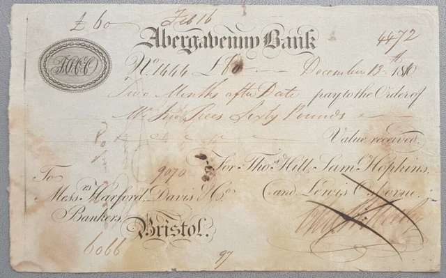 ONE POUND BANK note Abergavenny a rare Welsh bank note issue 1810 £187. ...