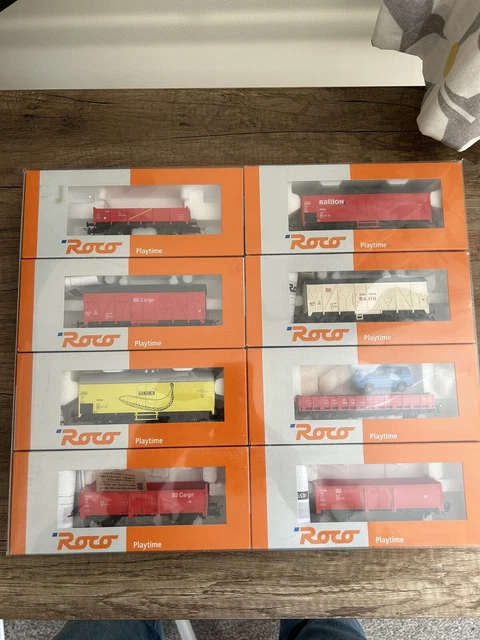 ROCO HO SCALE 8 x Wagon/Car Set £75.00 - PicClick UK