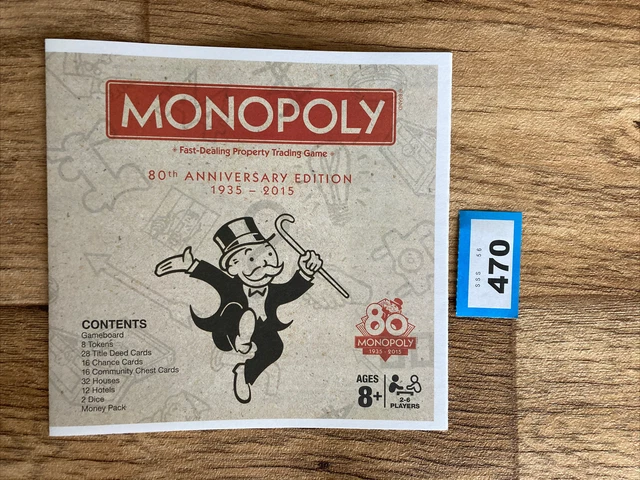 INSTRUCTIONS DU JEU Monopoly 80th Anniversary Edition EUR 4,53 ...