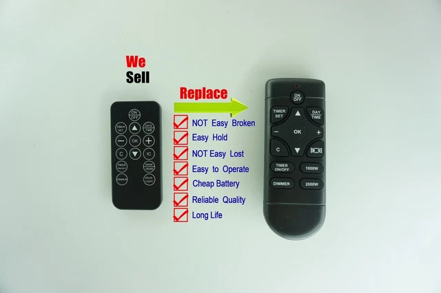 REMOTE CONTROL FOR PLANTA Electricokamine PFP-INS050 Electric Fireplace ...