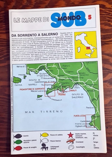 LE MAPPE DI Mondo Sub: DA SORRENTO A SALERNO EUR 5,00 - PicClick IT
