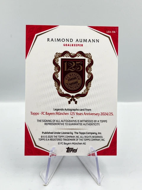 TOPPS 125 JAHRE Bayern München Raimund Aumann on Card Autograph 02/99 # ...