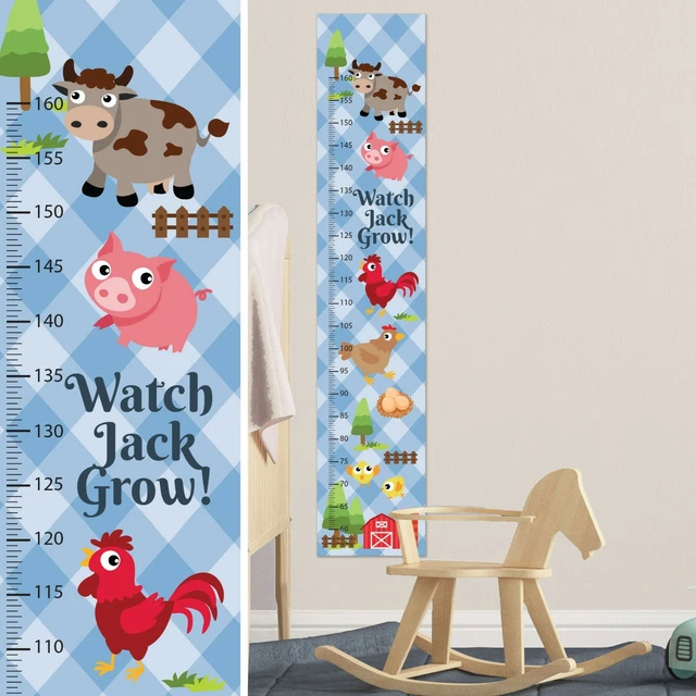 PERSONALISED CUTE FARM Animals Measuring Growth Height Chart Plus Gift ...