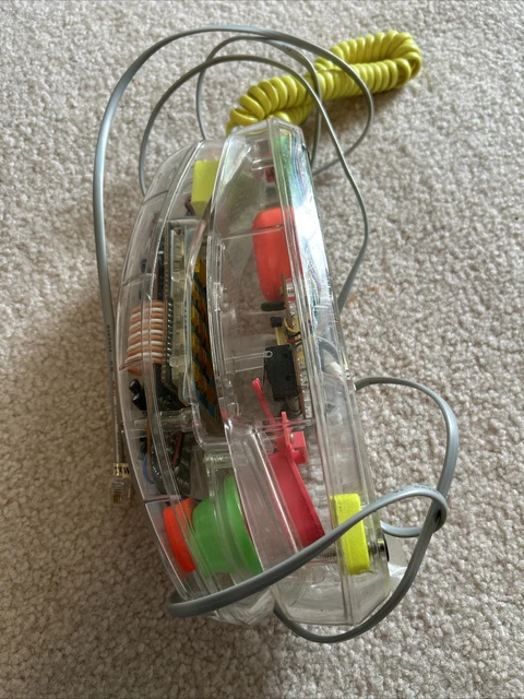 VINTAGE CONAIR TRANSPARENT Phone Retro 80s 90s Clear Duofone Red Yellow ...