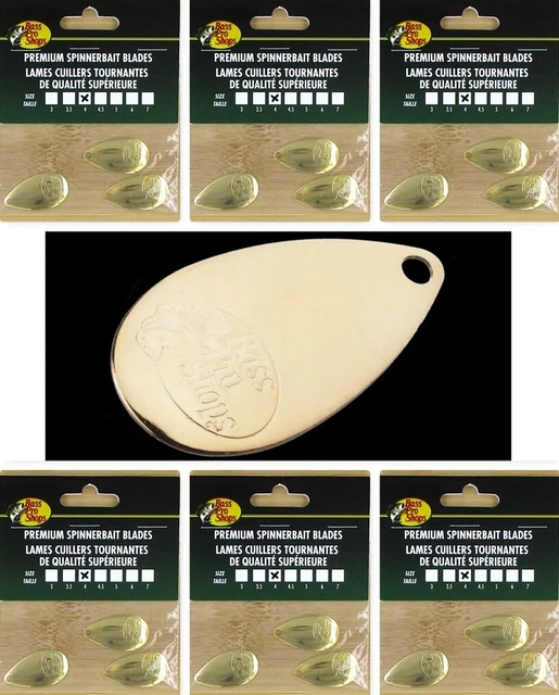 (6) PACKS OF 3 Bass Pro Shops #4 Gold Indiana SpinnerBait Blades BP4I-G ...