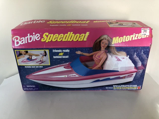 MATTEL 1998 BARBIE Motorized Sound Toy Speedboat With Tow Rope Open Box ...