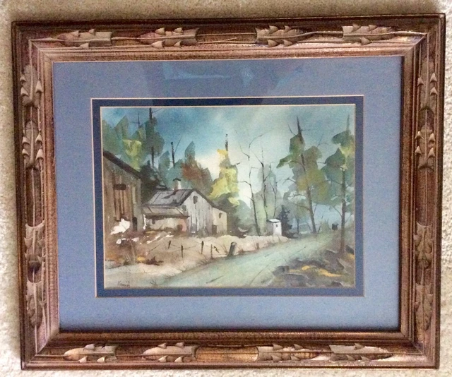 1950’S HAND PAINTED Watercolor w/Frame KRONISH HOUSE Architect Richard ...