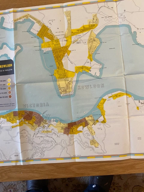 VICTORIA/KOWLOON HK - Population Density Map 1953 £240.00 - PicClick UK