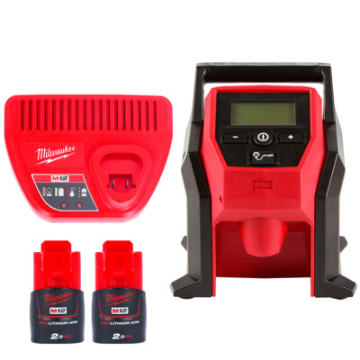 MILWAUKEE M12BI M12 12V Sub-Compact Inflator With 2 x 2.0Ah Batteries ...