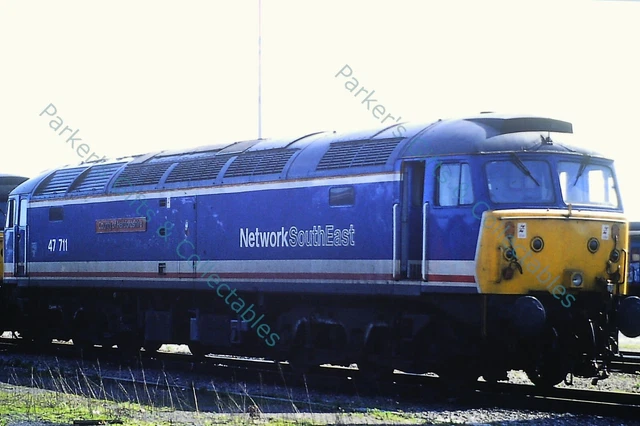 ORIGINAL 35MM RAILWAY Slide Diesel Electric Locomotive 47711 (RB77) £3. ...