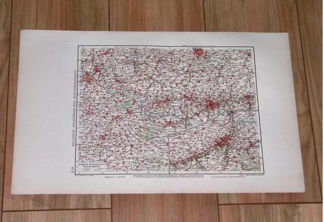 1924 ORIGINAL VINTAGE Map Of Vicinity Of Lille France Liege Charleroi ... 1924 ORIGINAL VINTAGE Map Of Vicinity Of Lille France Liege Charleroi ...