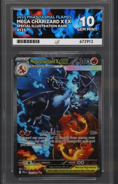 MEGA CHARIZARD X EX ACE 10 125/094 SIR |Phantasmal Flame Mega Charizard ...