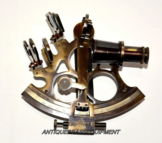 ANCIEN SEXTANT ASTROLABE allemand 6'' laiton nautique cadeau maritime ...