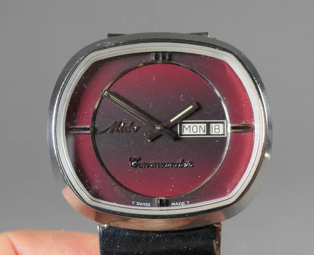 VINTAGE SWISS MADE Stainless Mido Commander Automatic Wrist Watch ...